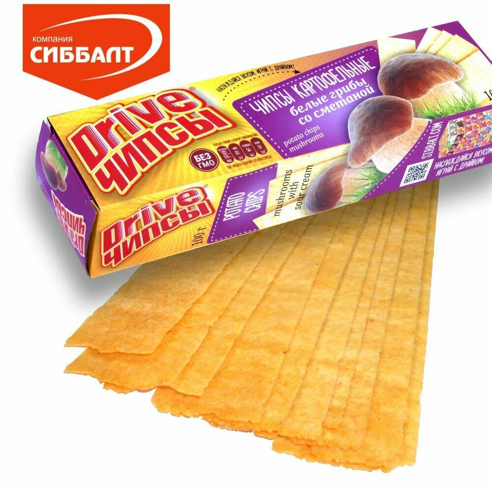 Чипсы Drive картофельные со вкусом белых грибов со сметаной (13 пачек)