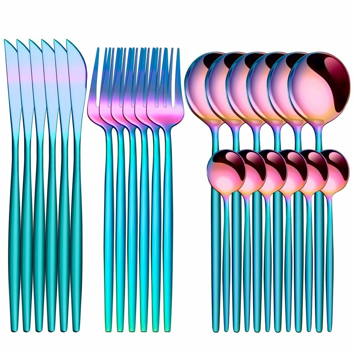 Набор десертных приборов "Happy Homey", нержавеющая сталь, зеркальная полировка, 24 предмета