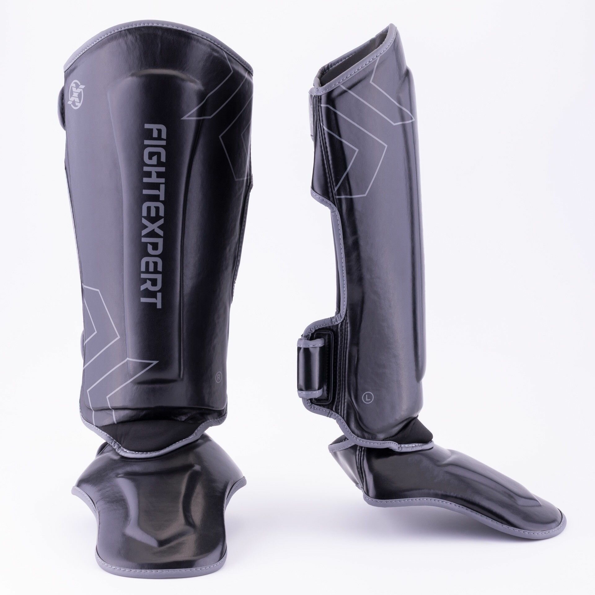 Шингарды, защитные щитки на голень, ноги, для единоборств, тайского бокса Fight Expert Sparring - Чёрный (XL)