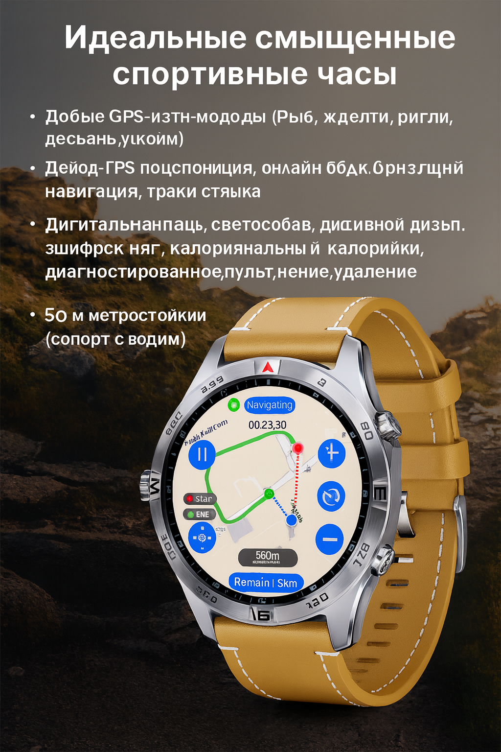 Часы для дайвинга 50 м, умные спортивные часы для активного отдыха с GPS и пульсометром