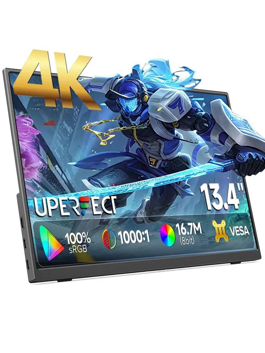 13,4 дюймовый портативный 4K монитор 3840x2400, 60 Гц, 500 нит, с подставкой