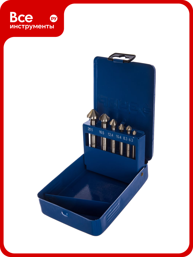 Набор зенкеров (М3-М10) для дрелей Зубр 29730-H6 для надежной фиксации инструмента