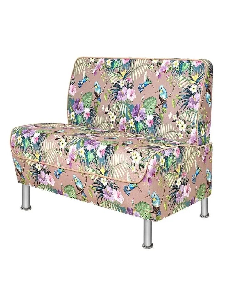 Диван прямой микс 99х65х84 см, нераскладной, птицы бежевые велюр