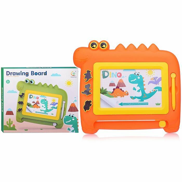 Доска для рисования Oubaoloon "Dino", магнитная ручка, в коробке
