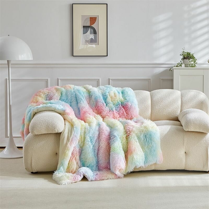 Плюшевое одеяло, радуга, 100 * 150cm, подходит для спальни общежития офис