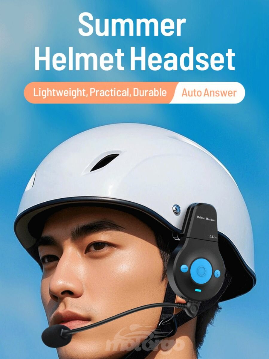 Мотогарнитура, с функцией интеркома, с микрофоном, для шлема, Bluetooth 5.4, черная, лазурная