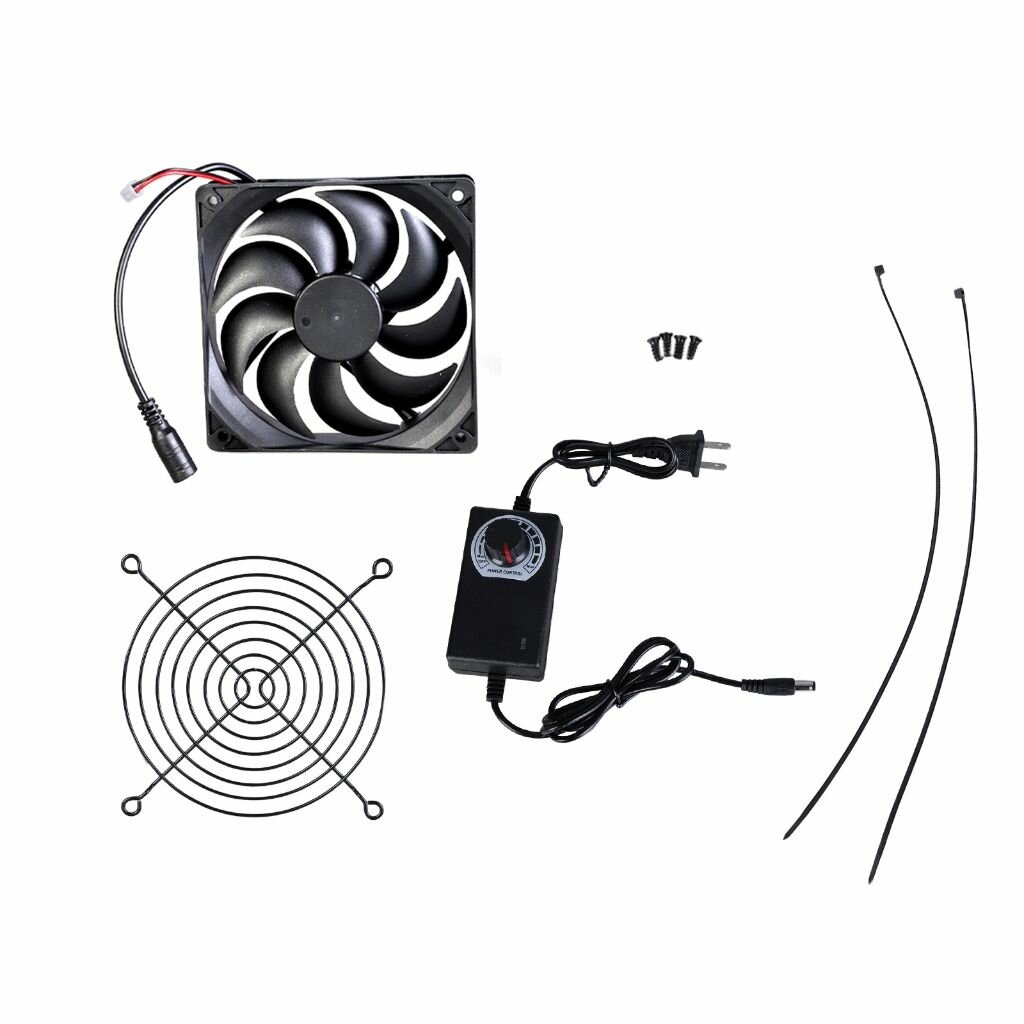 Охлаждающий вентилятор диаметром 12 см + блок питания с регулировкой скорости-1