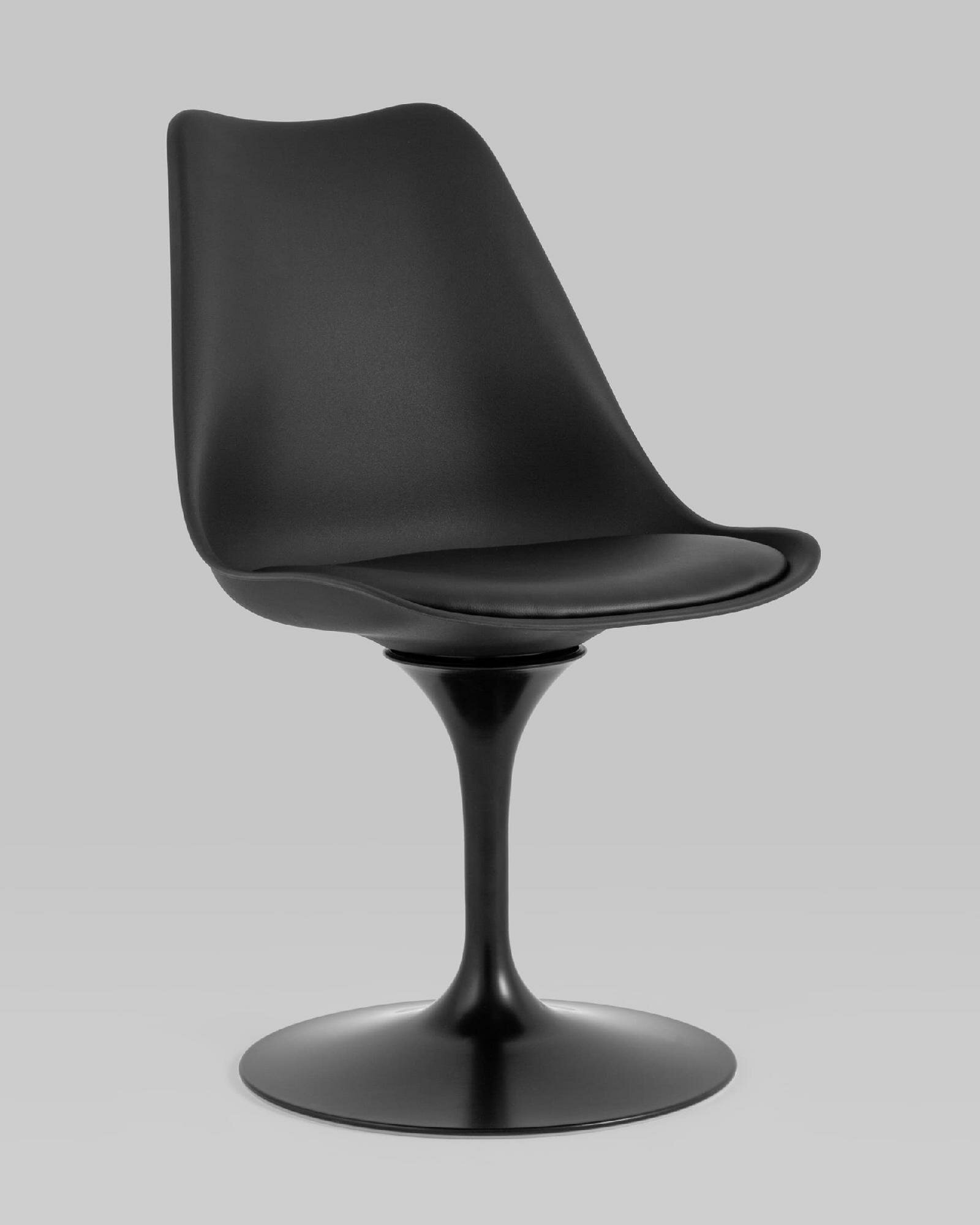 Стул Tulip STOOL GROUP черный, пластик, металл, твердое сиденье, без подлокотников — фото 1