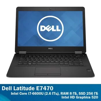 Dell DELL-E7470 Ноутбук 14", Intel Core i7-6600U, RAM 8 ГБ, SSD 256 ГБ, Intel HD Graphics 520, Windows Home, черный матовый, Английская раскладка