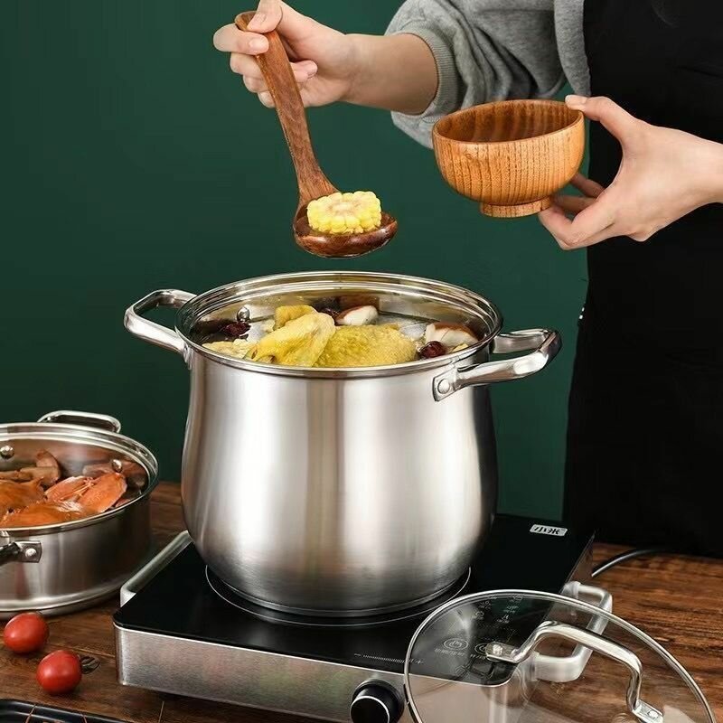 Кастрюля для супа из литого алюминия объемом 5 л с крышкой