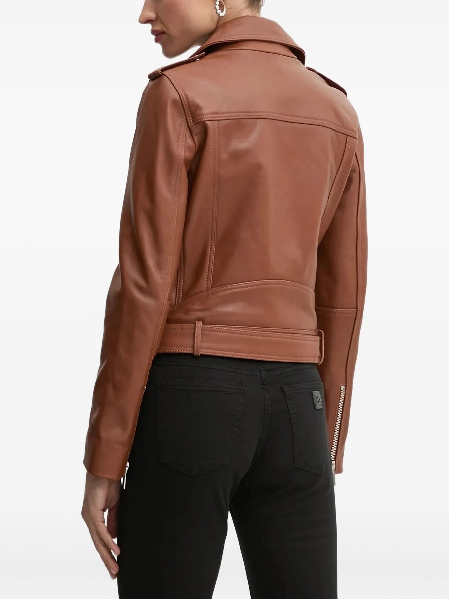 Куртка Pinko Leather biker jacket, размер 38, коричневый — фото 1