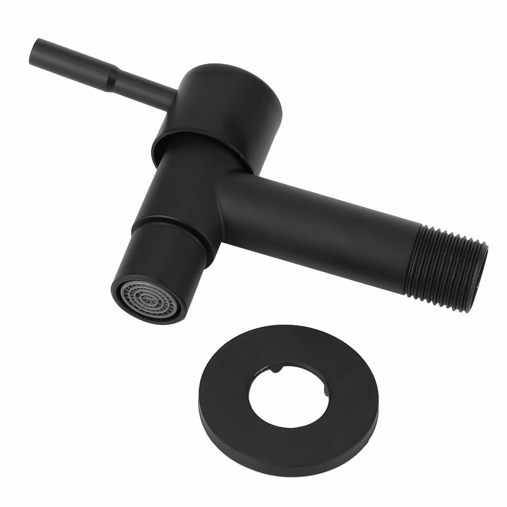 Черный, одинарный кран холодной воды G1/2 дюйма для ванной комнаты, короткая швабра из нержавеющей стали, кран для воды в бассейне, наружная резьба, быстрая установка