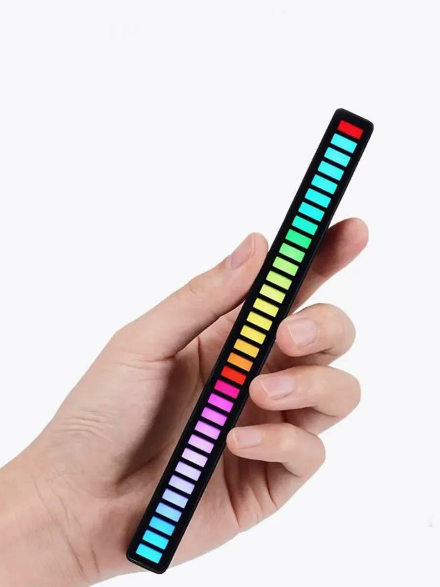 Светильник светодиодный эквалайзер под музыку RGB проводной 19см