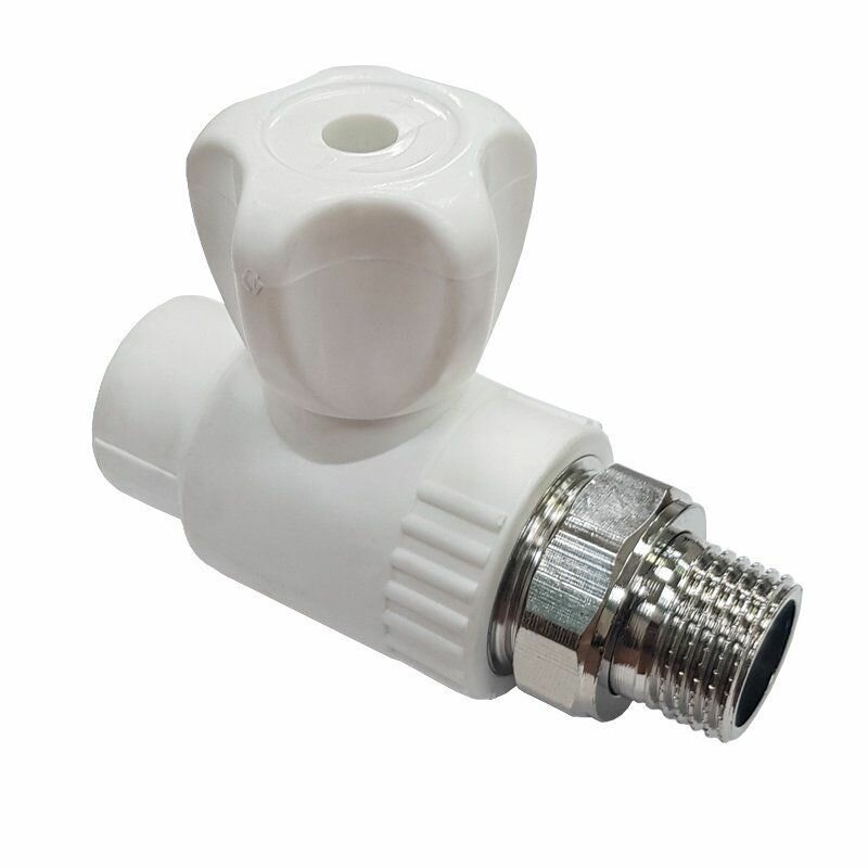 Вентиль регулировочный ППР разборный прямой 25*3/4 (Белый) стальной шар