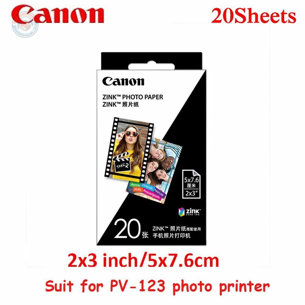 Фотобумага Canon Zink Photo Paper ZP-2030 20 листов для фотоаппаратов Zoemini липкая, компактная, мгновенная печать