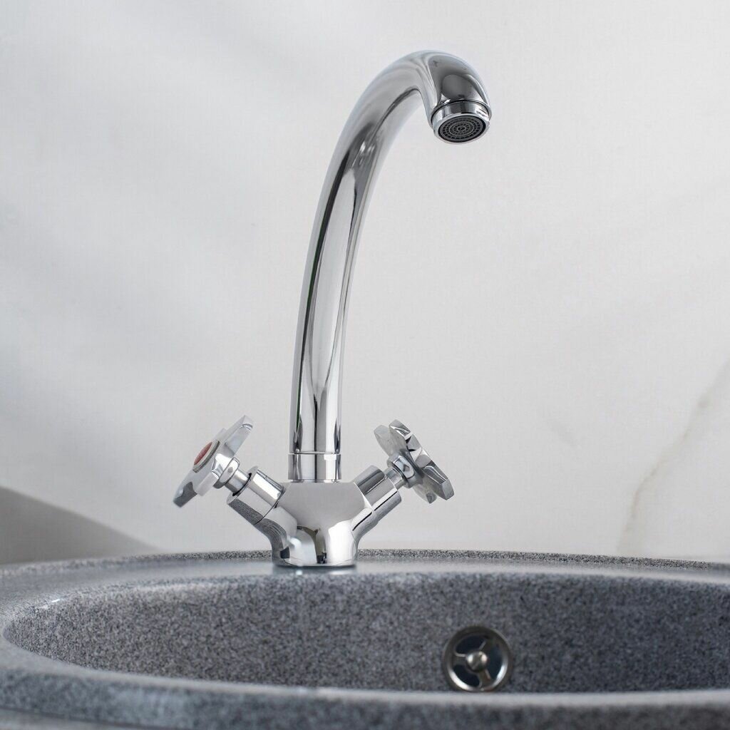 Смеситель для кухни PMC с кран-буксой, цвет Хром, SL115-273F