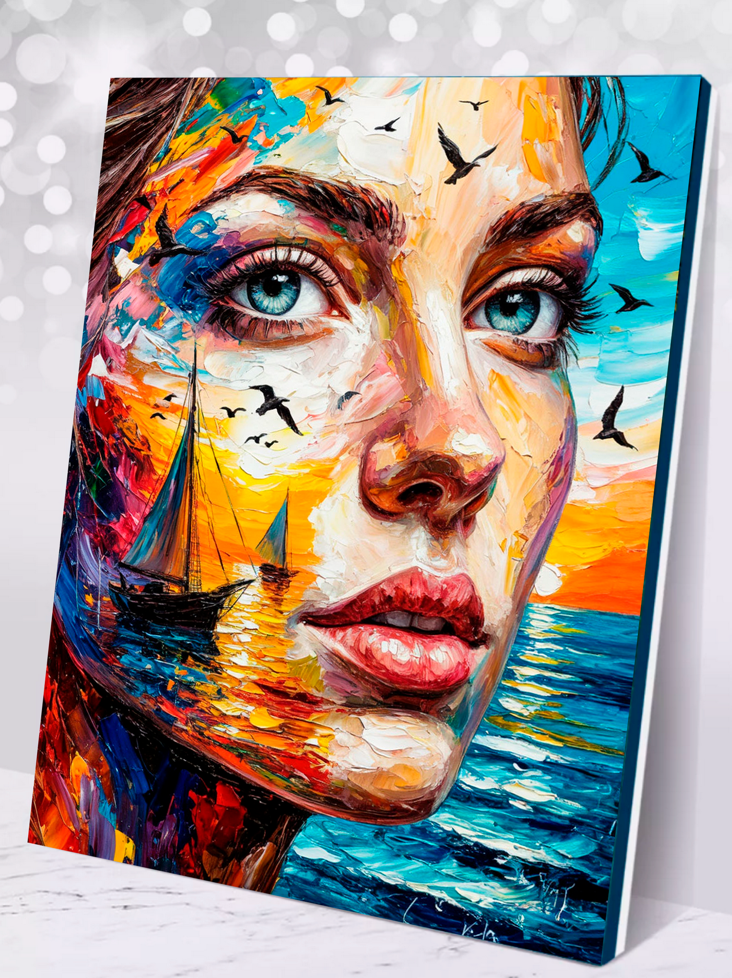 Картина на стену для интерьера Девушка и море 40х50 см, холст на подрамнике, InterToys