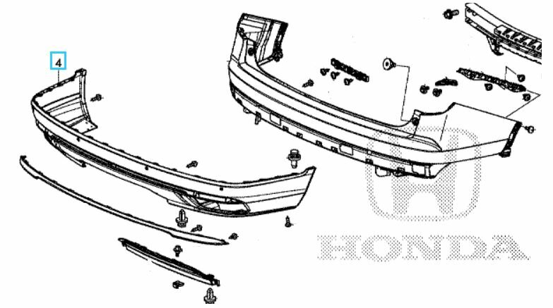 Отделка, шасси облицовки задн. бампера; Артикул Honda: 71510TG7B00 (Оригинал)
