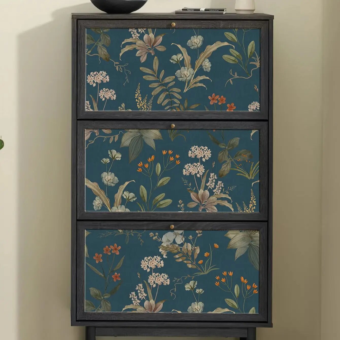 Виниловые обои JIFFDIFF, темно-синие, цветочные, водостойкие