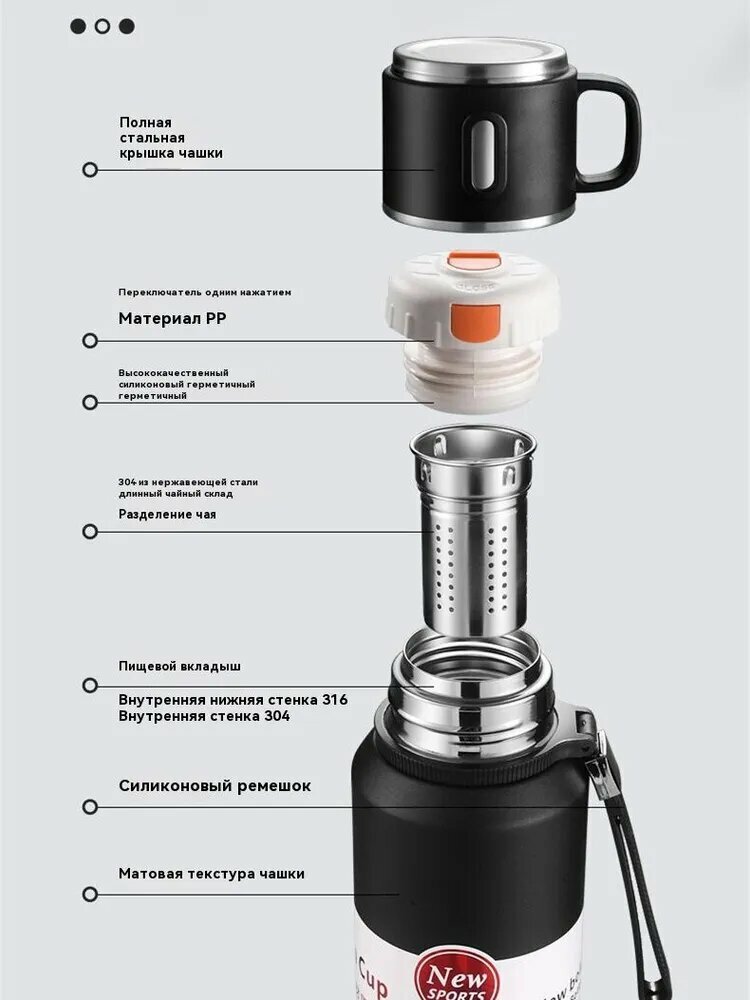 Чашка-термос из нержавеющей стали 316, чай, заварочный чай, кофейник-термос, желтый — фото 1