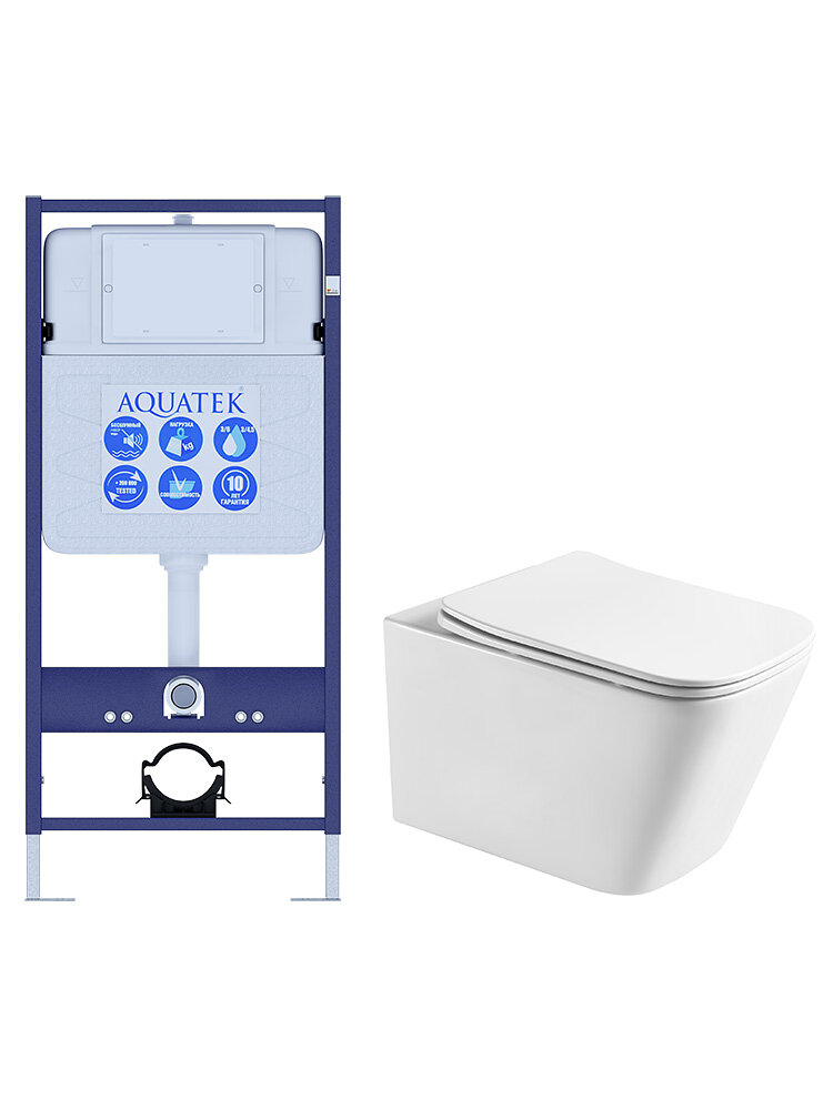 Комплект унитаз с инсталляцией и сиденьем микролифт Aquatek Либра Set Aquatek Либра T безободковый
