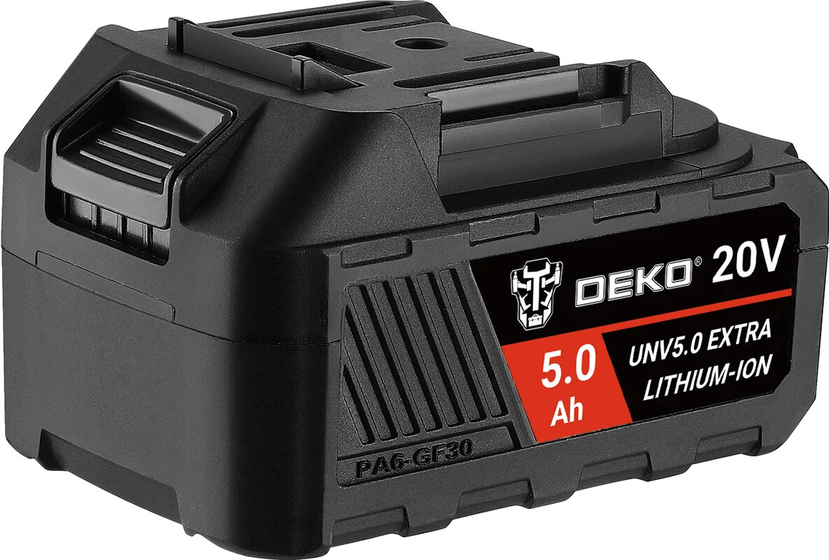 Аккумулятор DEKO UNV5.0 EXTRA, для инструмента, 20 В, 5 Ач, Li-Ion, черный