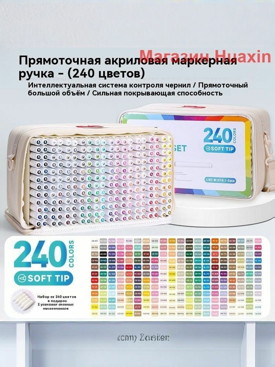 Акриловые маркеры Languo, набор 240 штук (1 мм) для рисования, скетчинга и каллиграфии