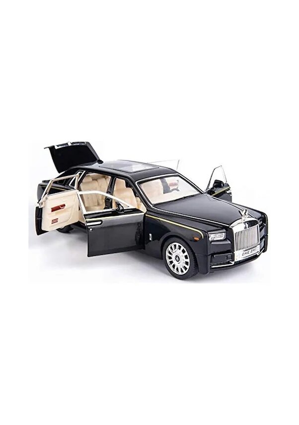 Модель автомобиля Rolls-Royce Phantom 1/24, игрушечная машинка из цинкового сплава с инерционным механизмом, звуком и светом для детей - черная