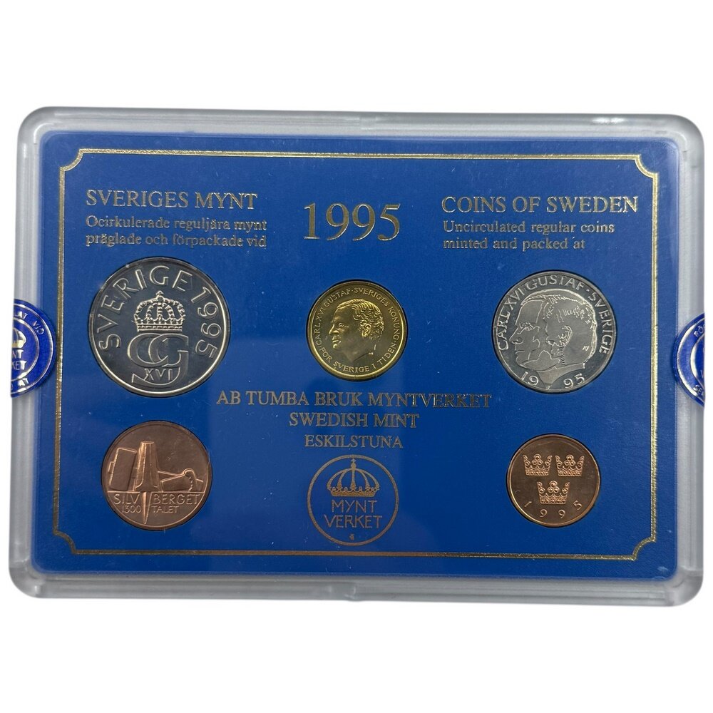 Швеция, набор монет регулярного выпуска, 50 эре, 1, 5, 10 крон "Coins of Sweden" 1995 г.