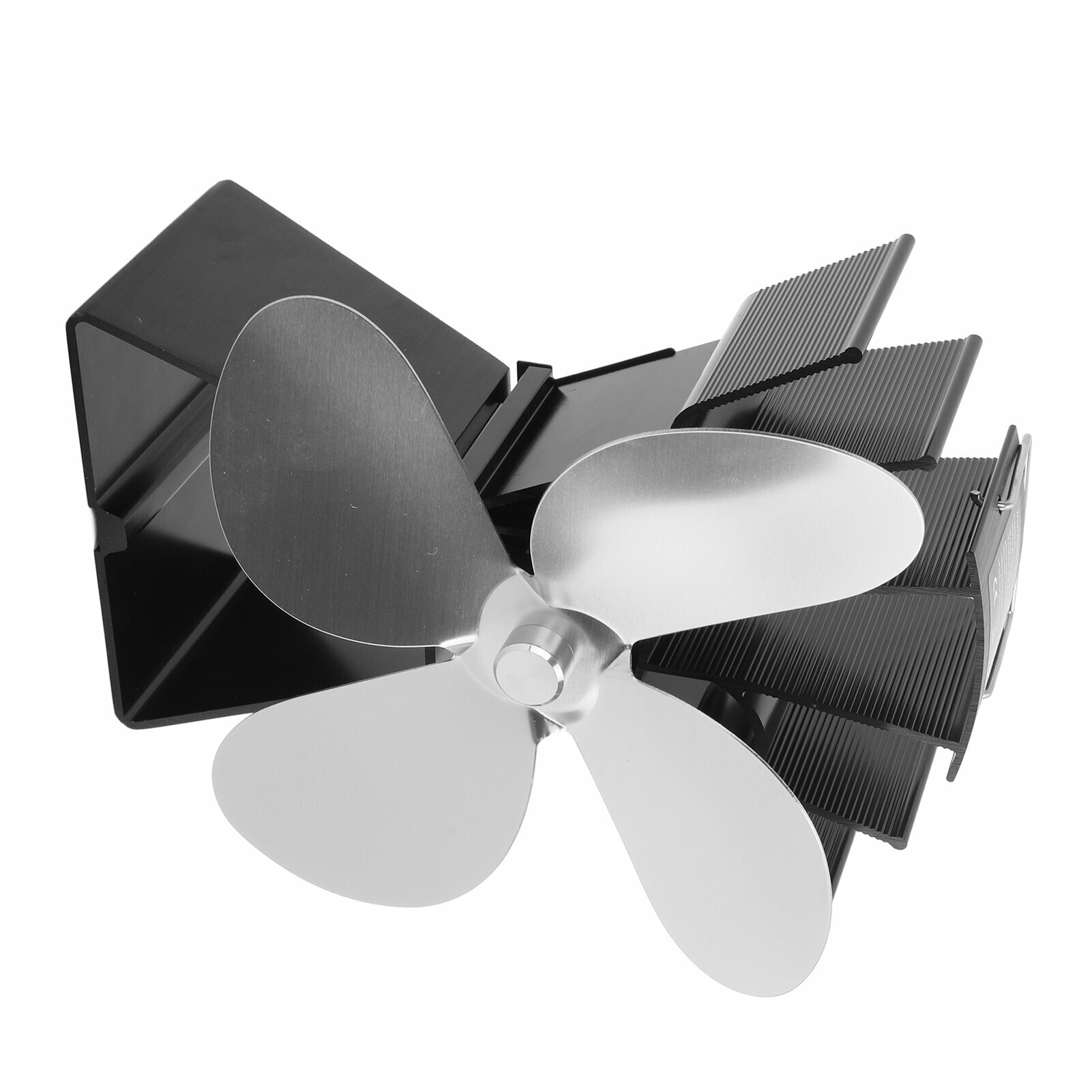 Вентилятор для камина, 4 лопасти, вертикальный трапециевидный термоэлектрический вентилятор для дровяной печи, серебристый