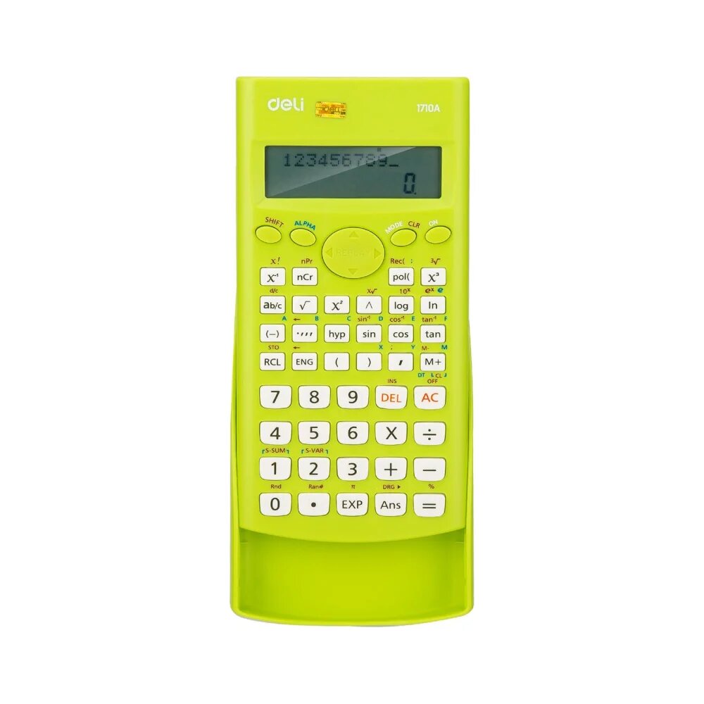 DELI Калькулятор научный (егэ) ,12раз, lcd-диспл, пит от бат, зелен e1710a/grn, 1407145