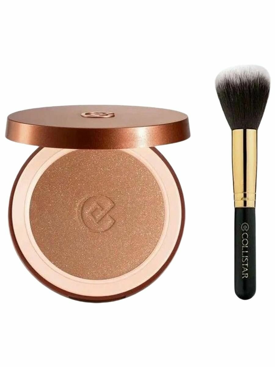 Collistar - Набор: Бронзирующая пудра 09 Cristalli di Sole Shimmer 10 гр + Кисть для контуринга