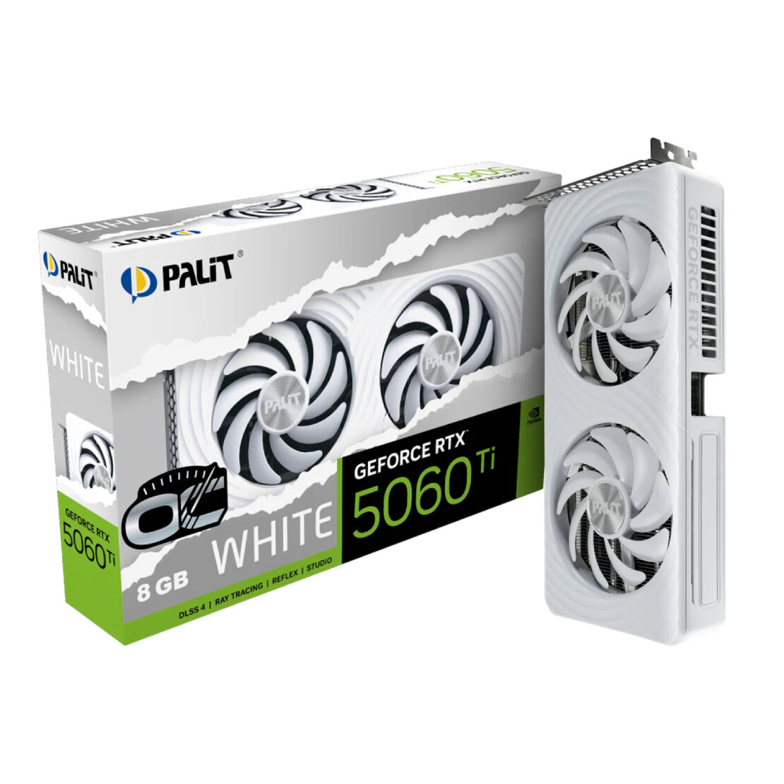 Видеокарта Palit RTX5060Ti WHITE OC 8GB (NE7506TU19P1-GB2062M) GDDR7, 128bit, 3xDP, HDMI, 2FAN, RTL, белый