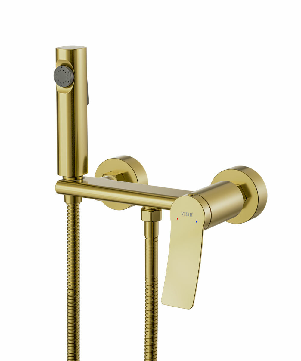 Смеситель с гигиеническим душем для биде Vieir без излива V483051-S матовое золото