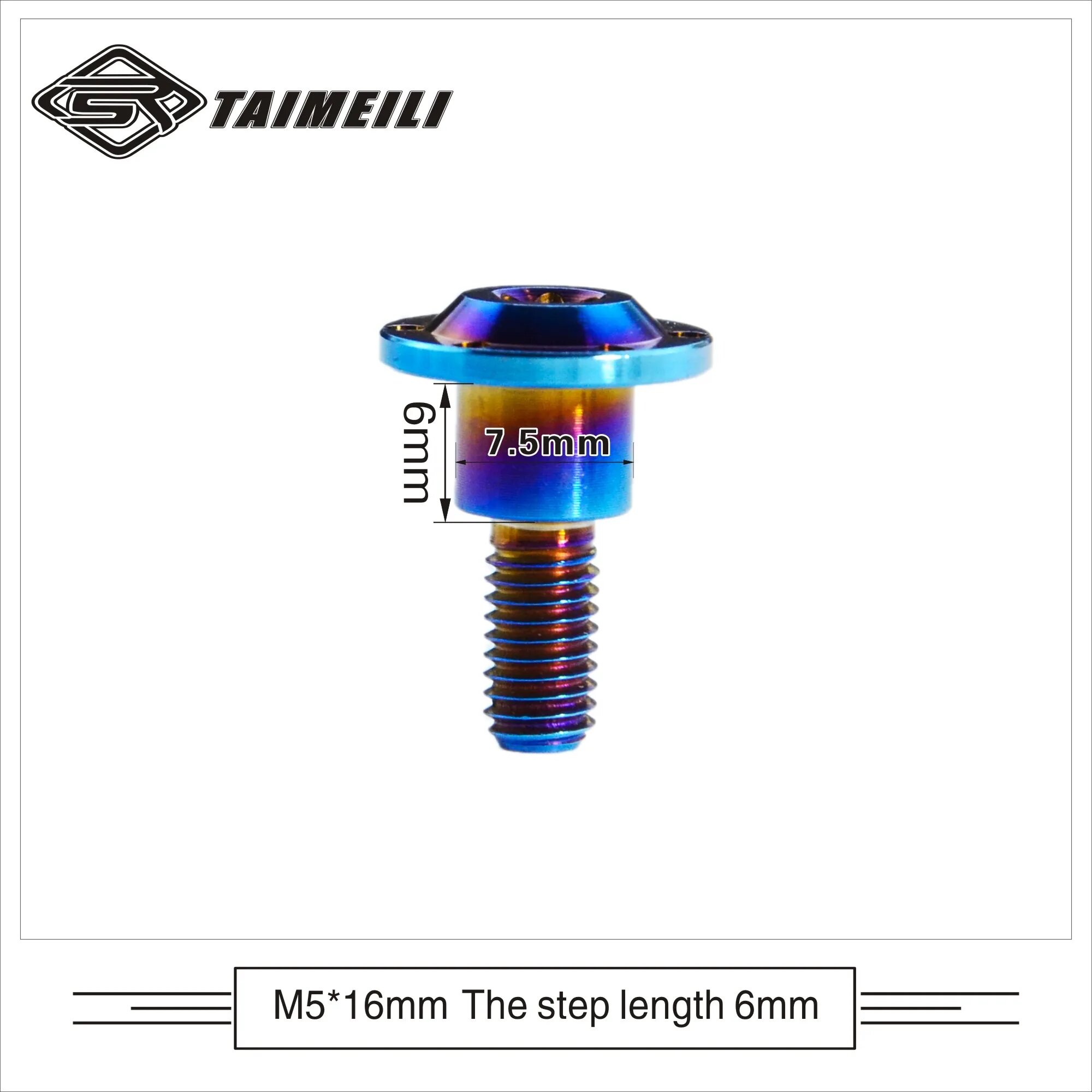Винт титановый сплав TAIMEILI M5x13/16/19 мм серебристо-синий M5x16mmBurning blue