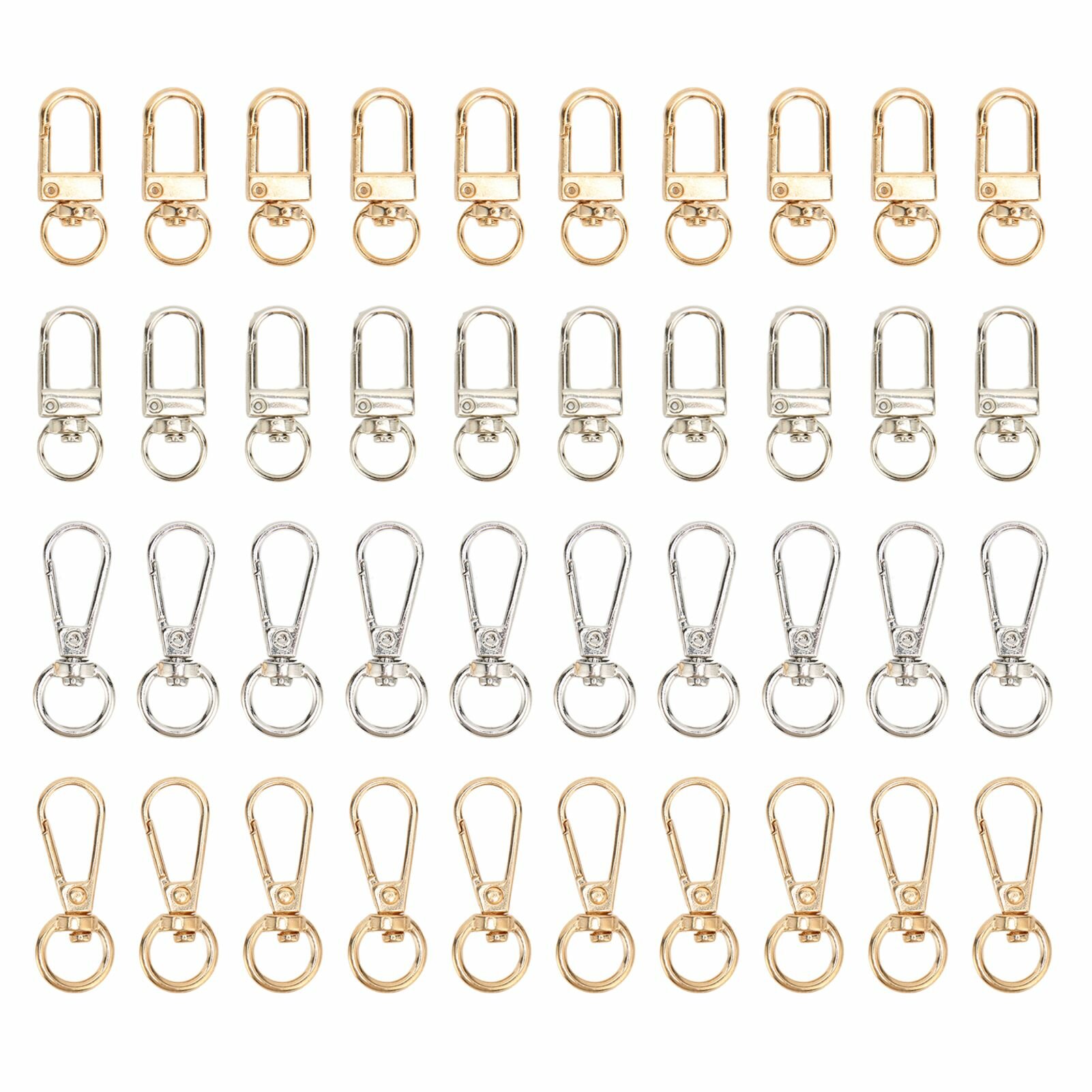 40 шт. Застежки-карабины для браслетов, ожерелья, сумок и ключниц из цинкового сплава, золотого и серебряного цвета