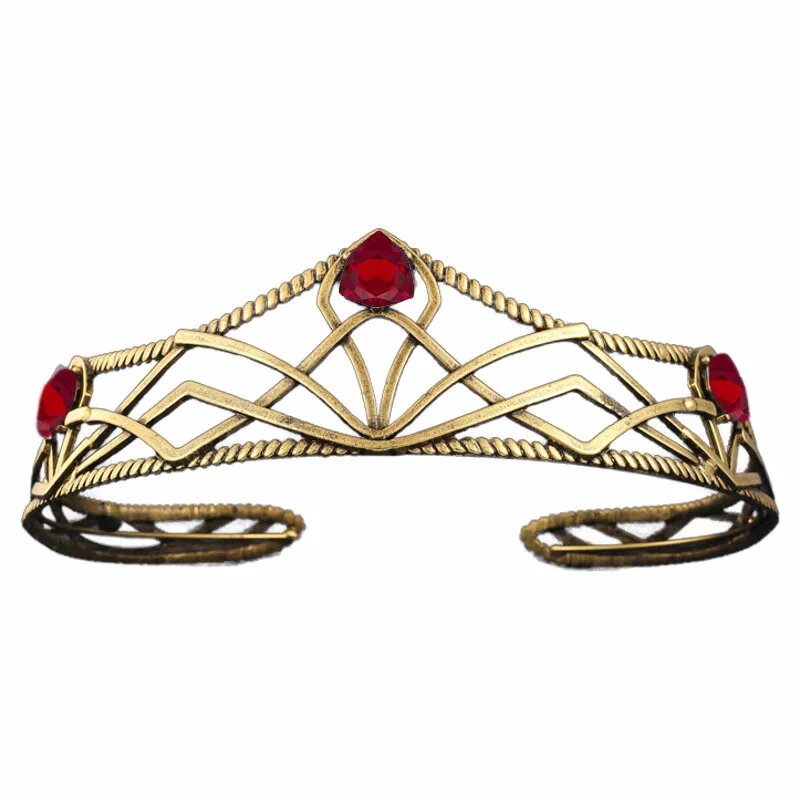 Золотая тиара с кристаллами George Black Красный, Gold Red