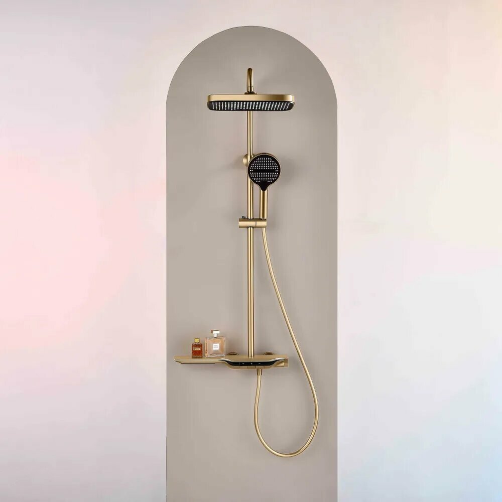 Душевая лейка с водопадом, горячей и холодной водой, корпус из меди, напорная силиконовая насадка для удаления накипи