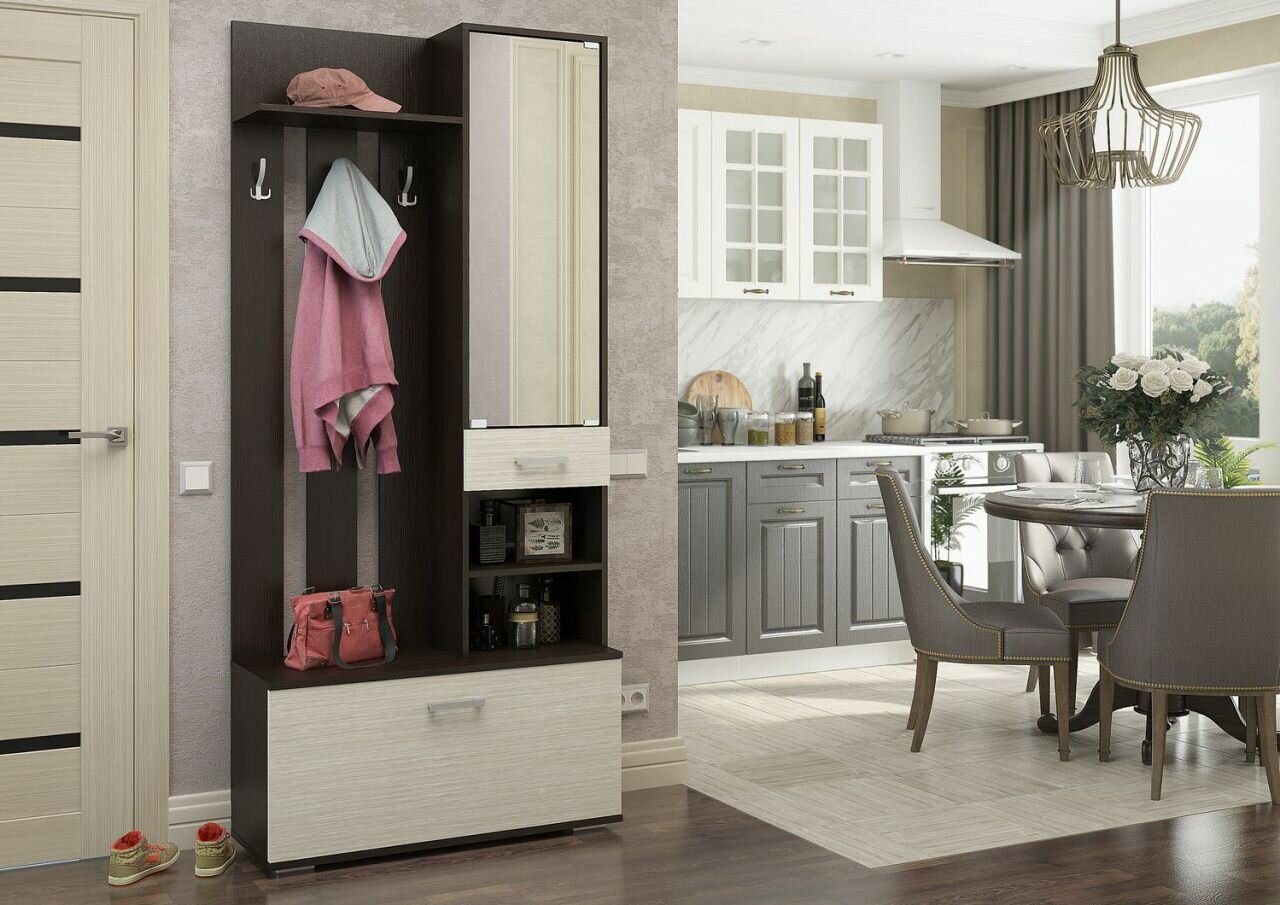 Прихожая СтендМебель Сорренто Венге/Белфорт Размеры: Высота 2020мм Глубина 340мм Ширина 910мм