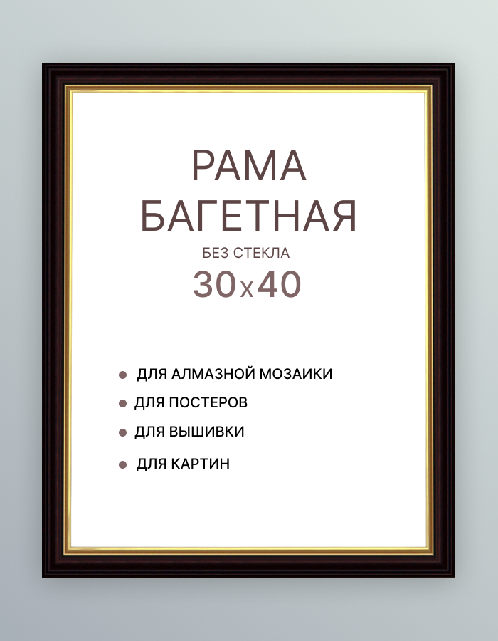 Багетная рама для картин 30х40 для картин по номерам на подрамнике холсте 30 на 40 вышивки рисунка алмазной мозаики