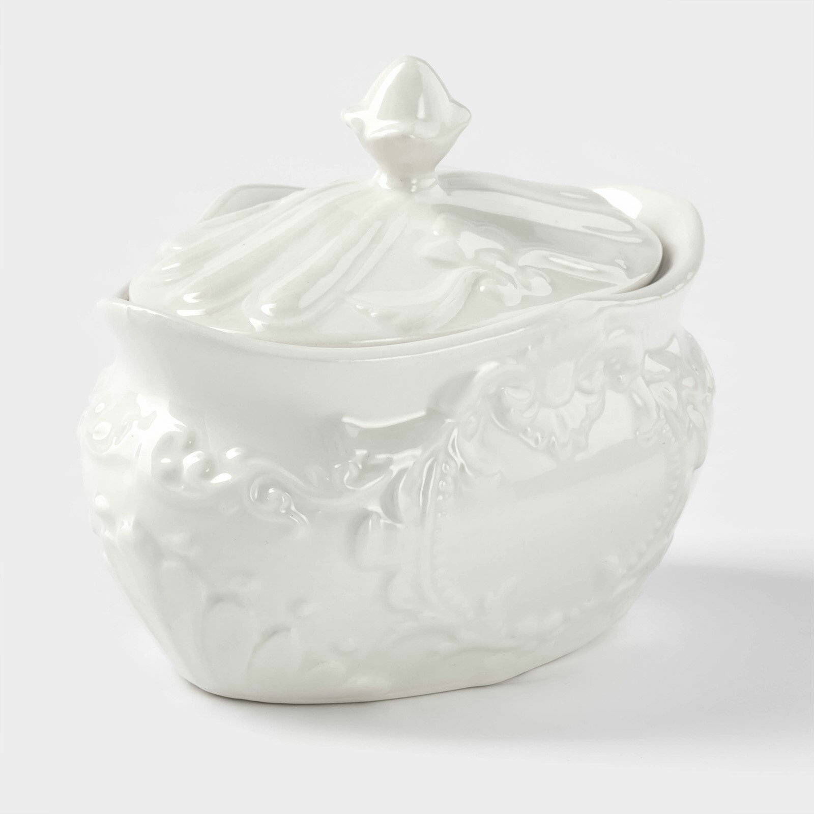 Сахарница "Винтаж", 300 мл, керамика, белая, форма: фигурная