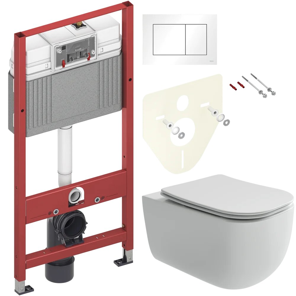 Комплект 2 в 1 Унитаз подвесной Ceramicanova Noel CN3013 / Инсталляция с кнопкой TECE Base 9400413