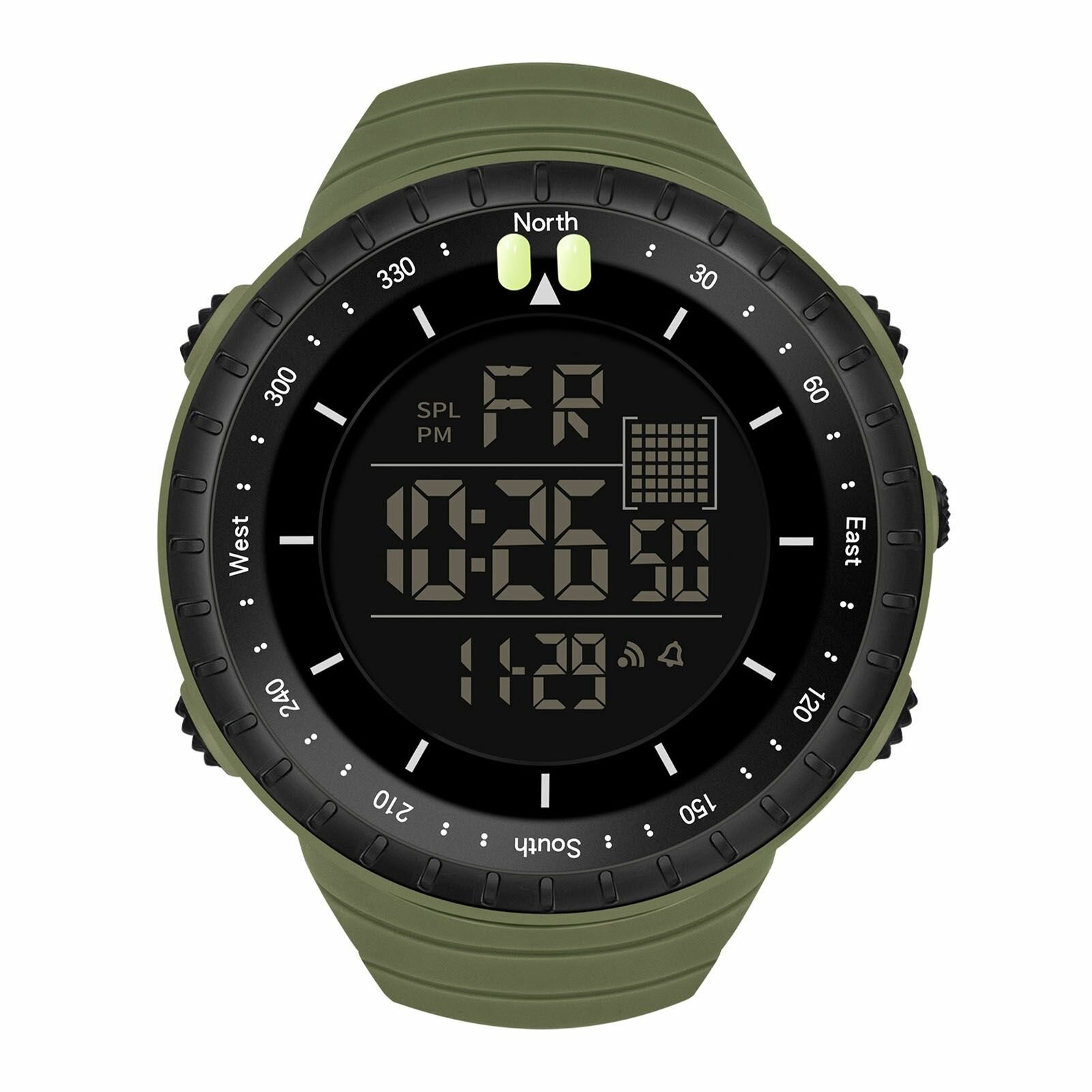 Электронные спортивные часы, водонепроницаемые, цифровые, с большим экраном, ночником, быстросъемным ремешком, зеленые, для бега на открытом воздухе, фитнеса