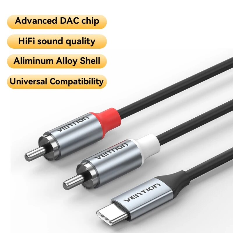 VEnTIOn USB Type C DAC кабель адаптер 2 RCA 1m