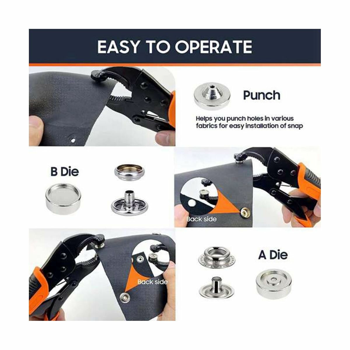 Инструмент Snap Faener, набор инструментов Snap Setter из 20 наборов черного цвета