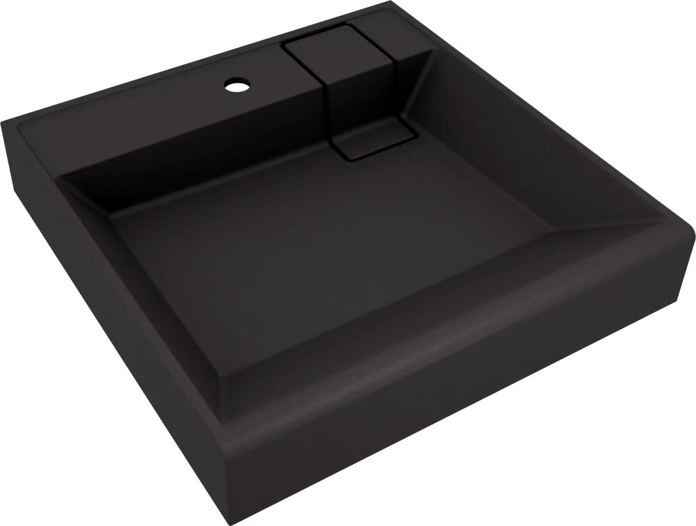 Раковина над стиральной машиной Florentina Лагуна 60 на кронштейне, серая, черная, матовая, раковина для ванной из литьевого мрамора, квадратная