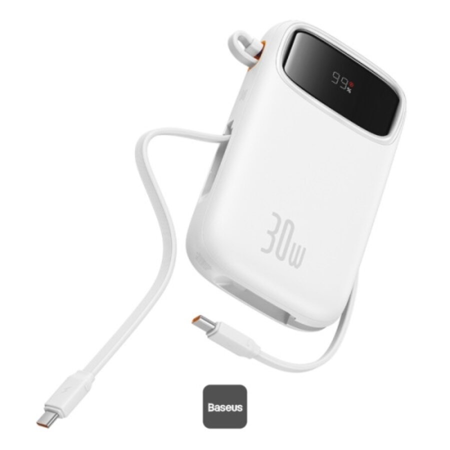 Мощный PowerBank QPow2 Baseus 20000 мАч со встроенными кабелями Type-C