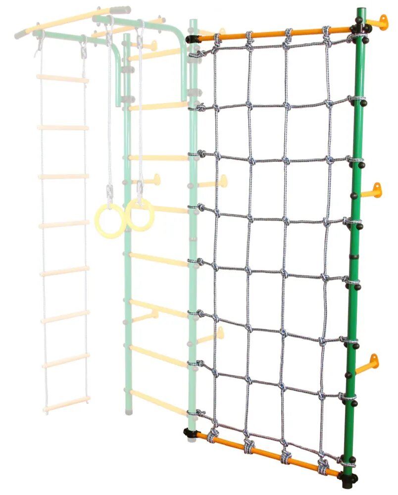 Стойка с сеткой, пристенная, металл, зеленая/желтая , для пристенных клмплексов