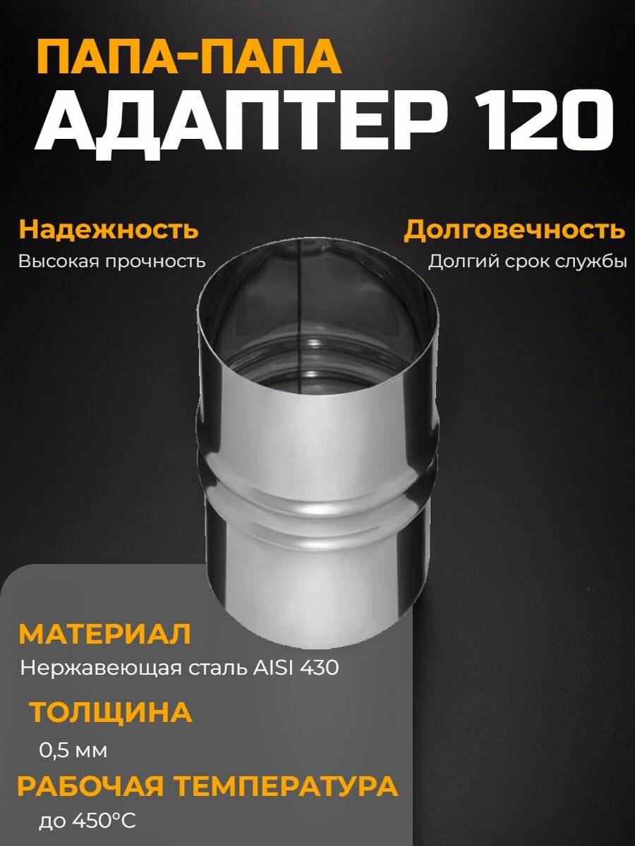 Адаптер 120ПП Папа-Папа для дымохода FERRUM