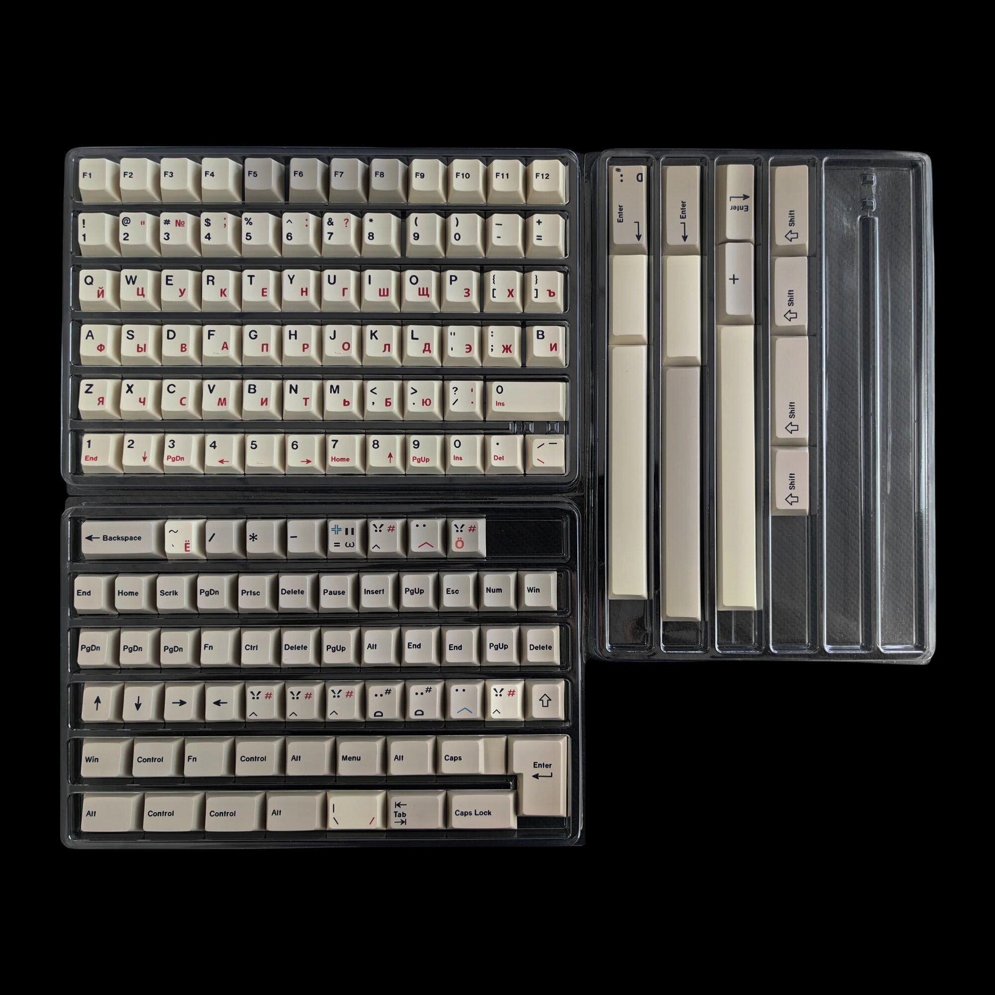 MAIMOOO PBT Клавиши для механической клавиатуры 135 шт, белый, серый, красный, RUSSIAN